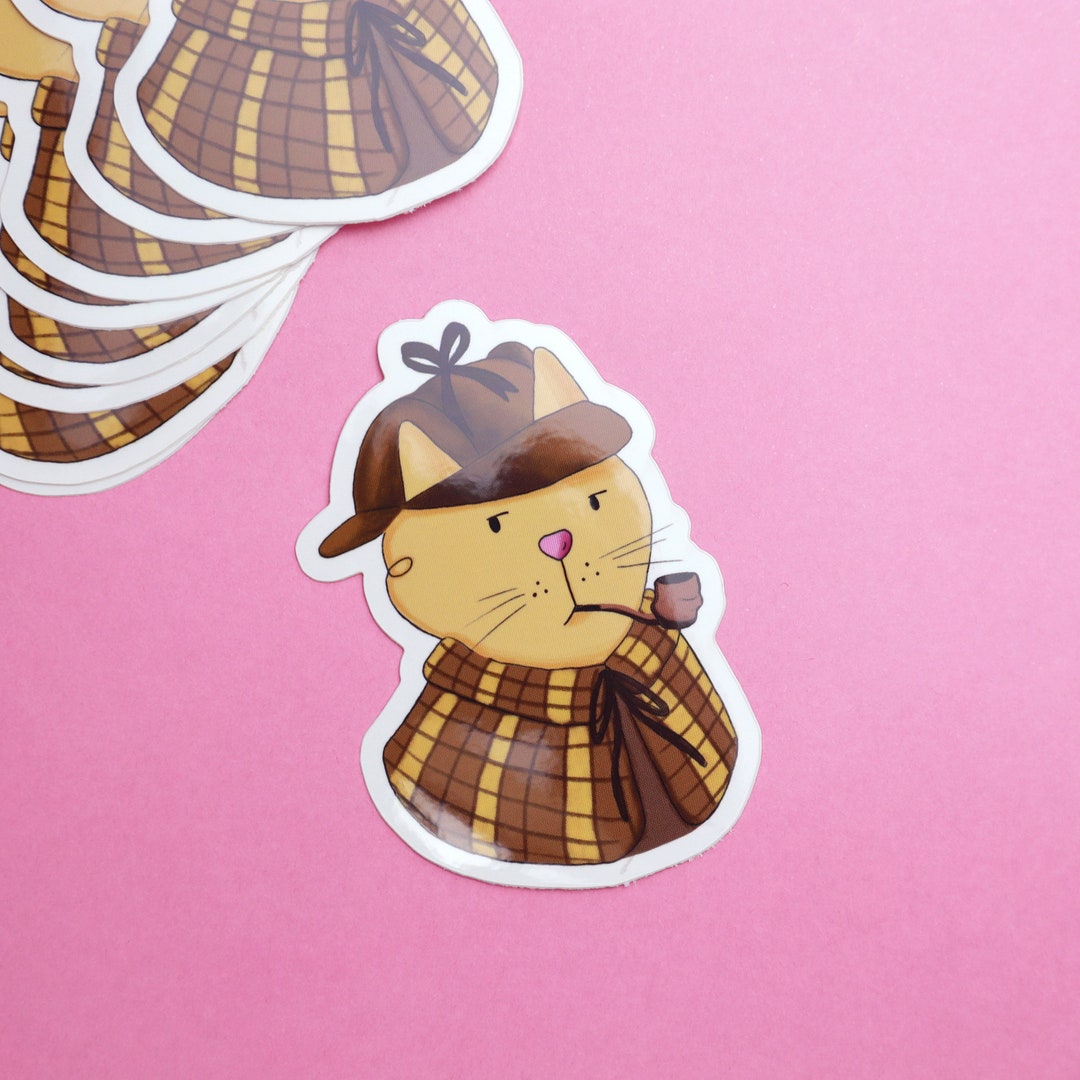 Cat Sherlock Holmes Vinyl Sticker - Etsy UK