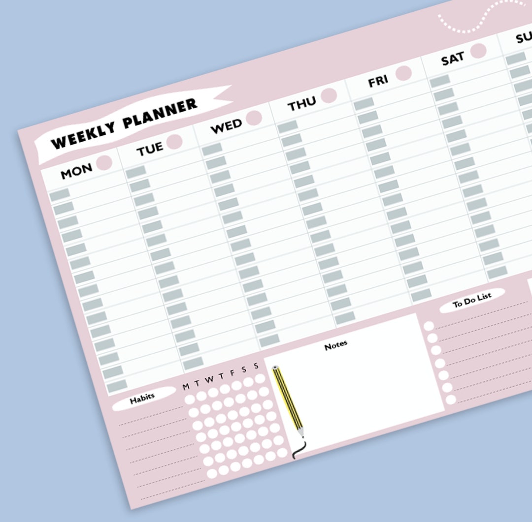 Undated Weekly Planner, Notepad, Desk Pad, Office, Organizer - Etsy