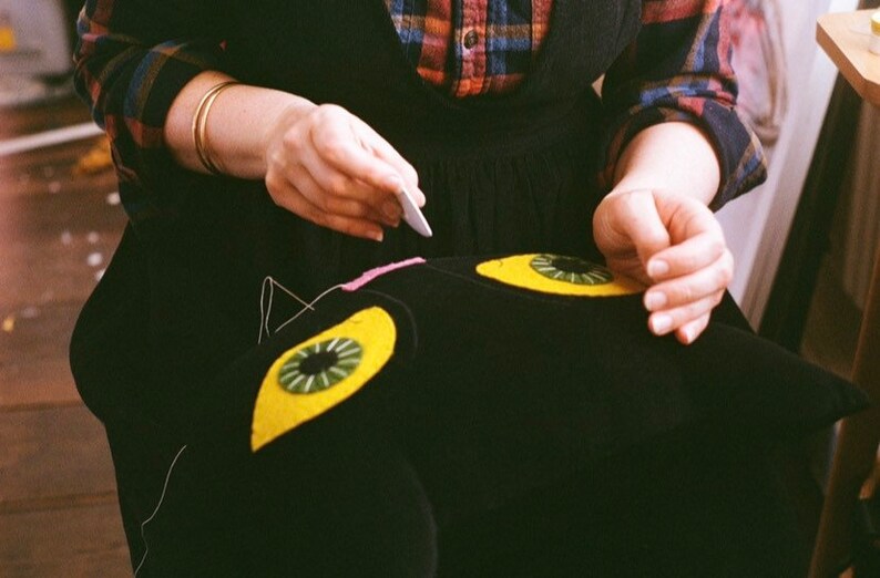 Lucky Black Cat Cushion in Cotton Velvet - Etsy