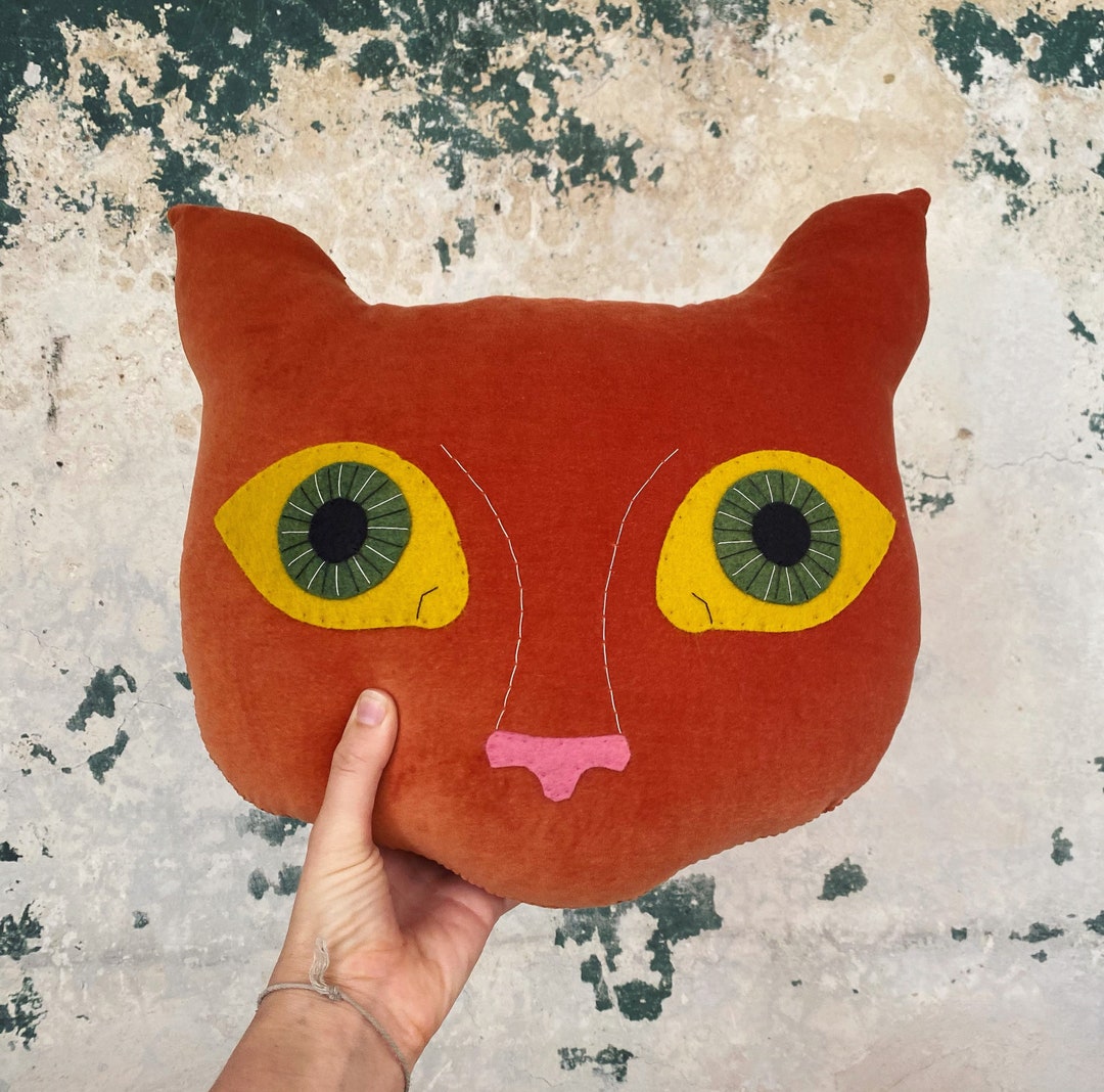 Lucky Ginger Cat Cushion in Rust Velvet - Etsy