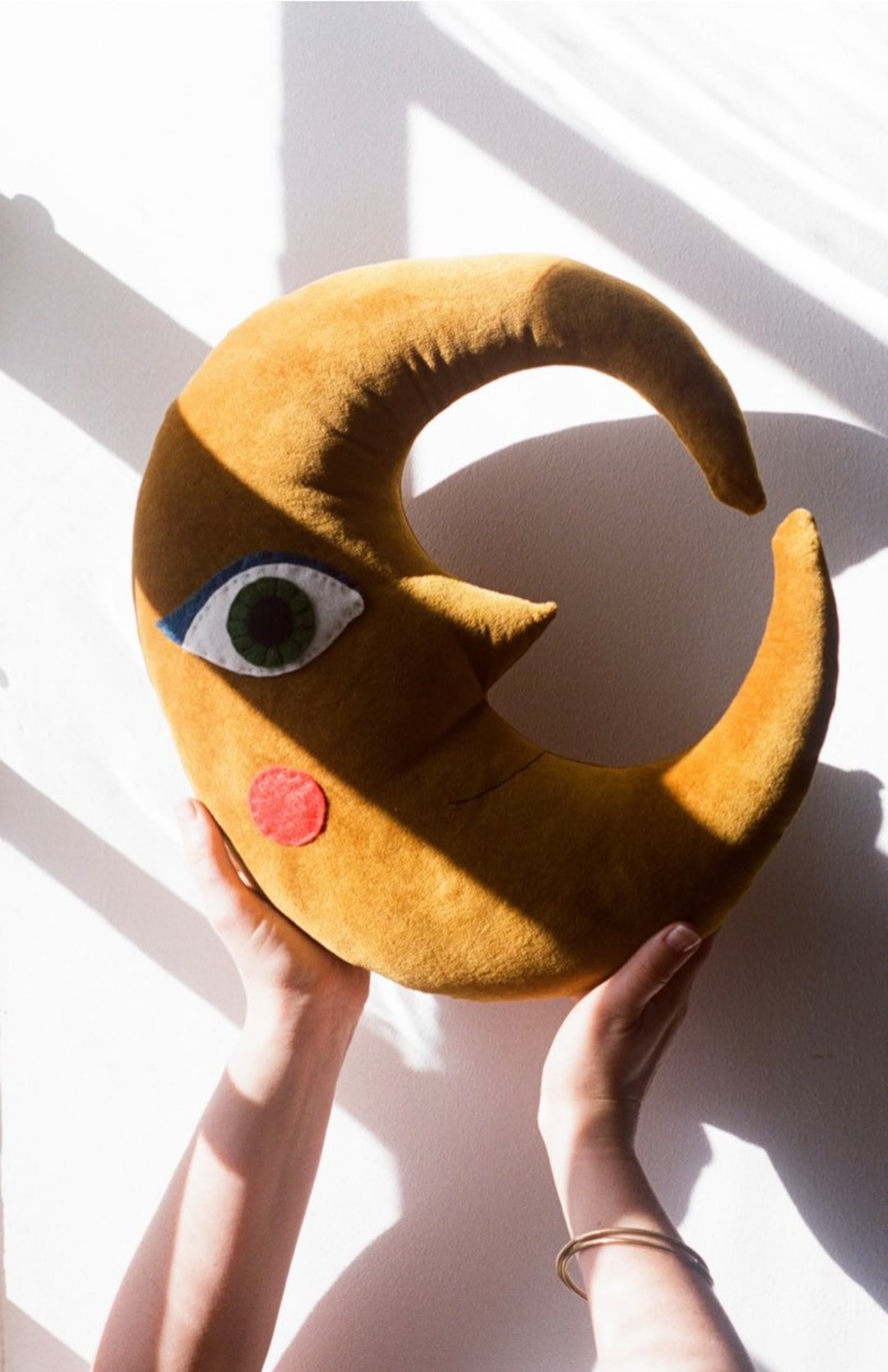 Gold Cotton Velvet Crescent Moon Cushion - Etsy