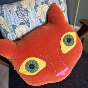 Lucky Ginger Cat Cushion in Rust Velvet - Etsy