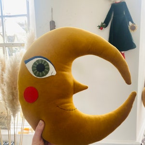 Gold Cotton Velvet Crescent Moon Cushion - Etsy