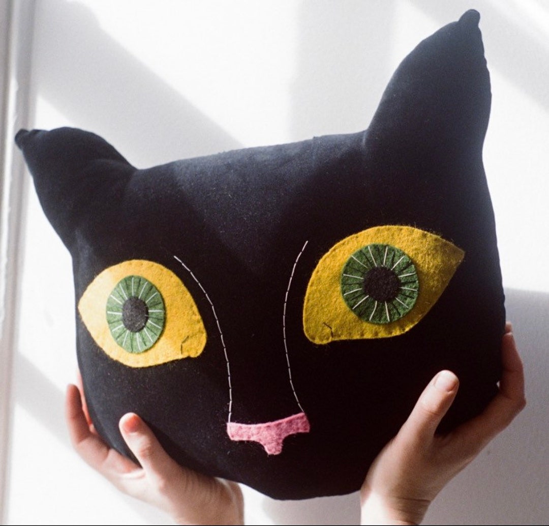 Lucky Black Cat Cushion in Cotton Velvet - Etsy