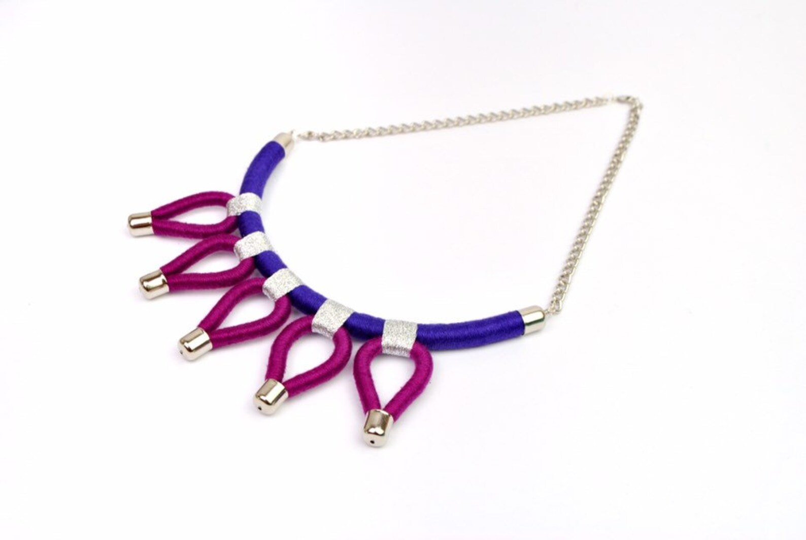 HELIOS NECKLACE - Rope Necklace, Purple Statement Necklace, Textile ...