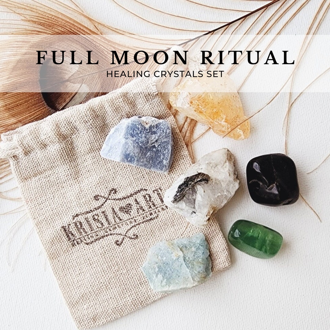 FULL MOON Crystal Set for Cleansing Manifestation Meditation. New ...