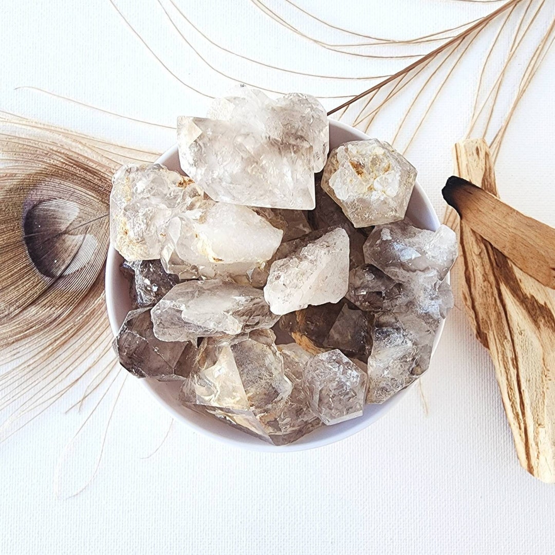Raw ALLIGATOR QUARTZ Rough Crystal Points, Smoky Elestial Quartz ...