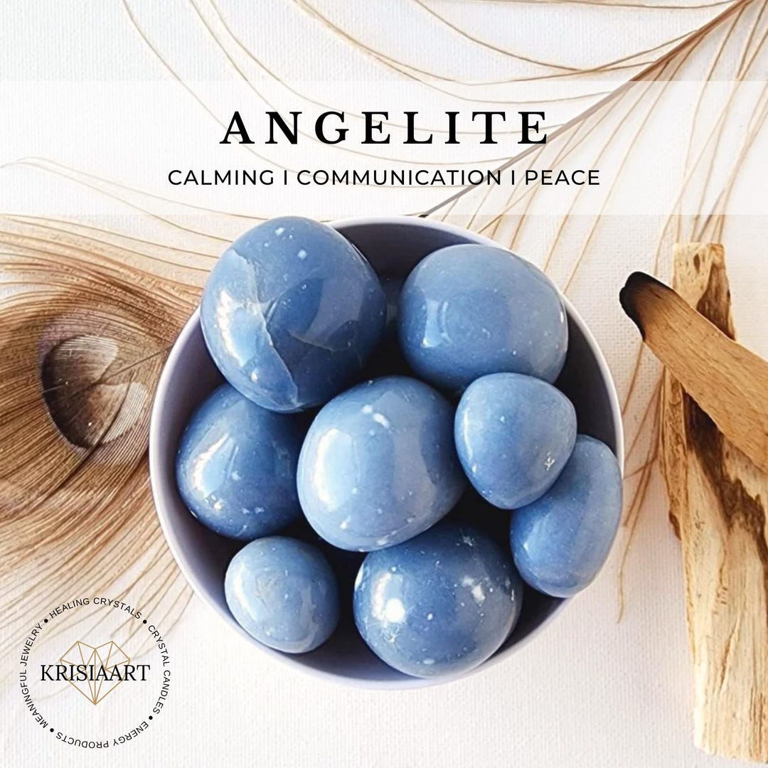 ANGELITE Tumbled Crystal Polished Blue Angelite Crystals Gemstone Reiki ...