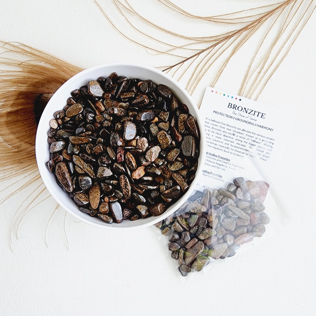 BRONZITE Crystal Chips Tumbled No Hole Polished Stones for DIY Supply ...