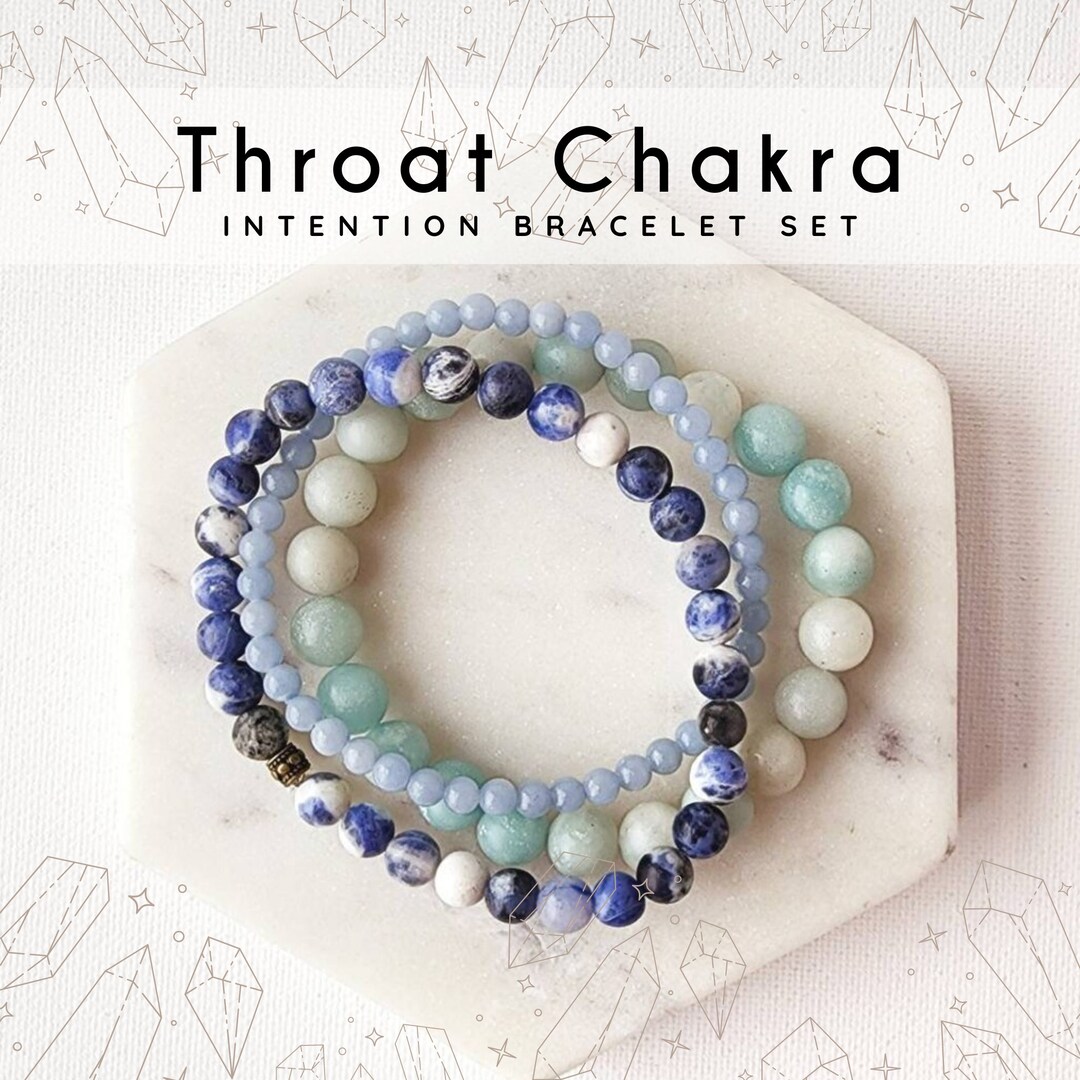 THROAT CHAKRA Bracelet Set for Chakra Balancing, Alignment, Aura ...