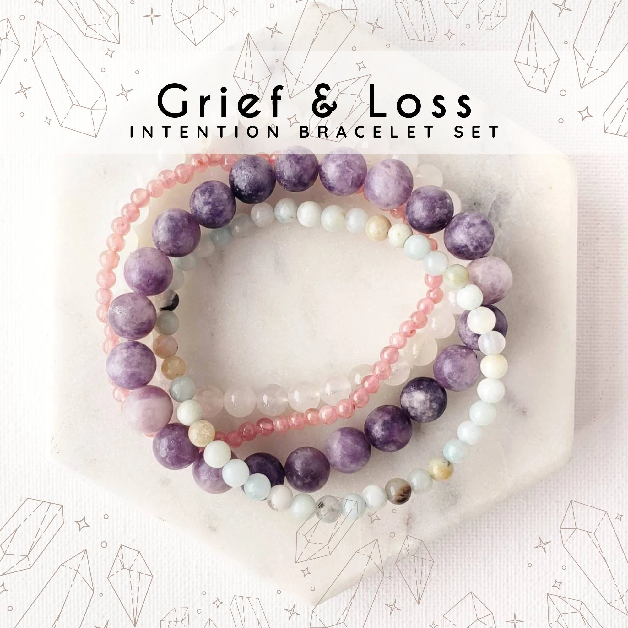 LOSS & GRIEF Crystals Bracelet Set for Breakup and Comforting. - Etsy