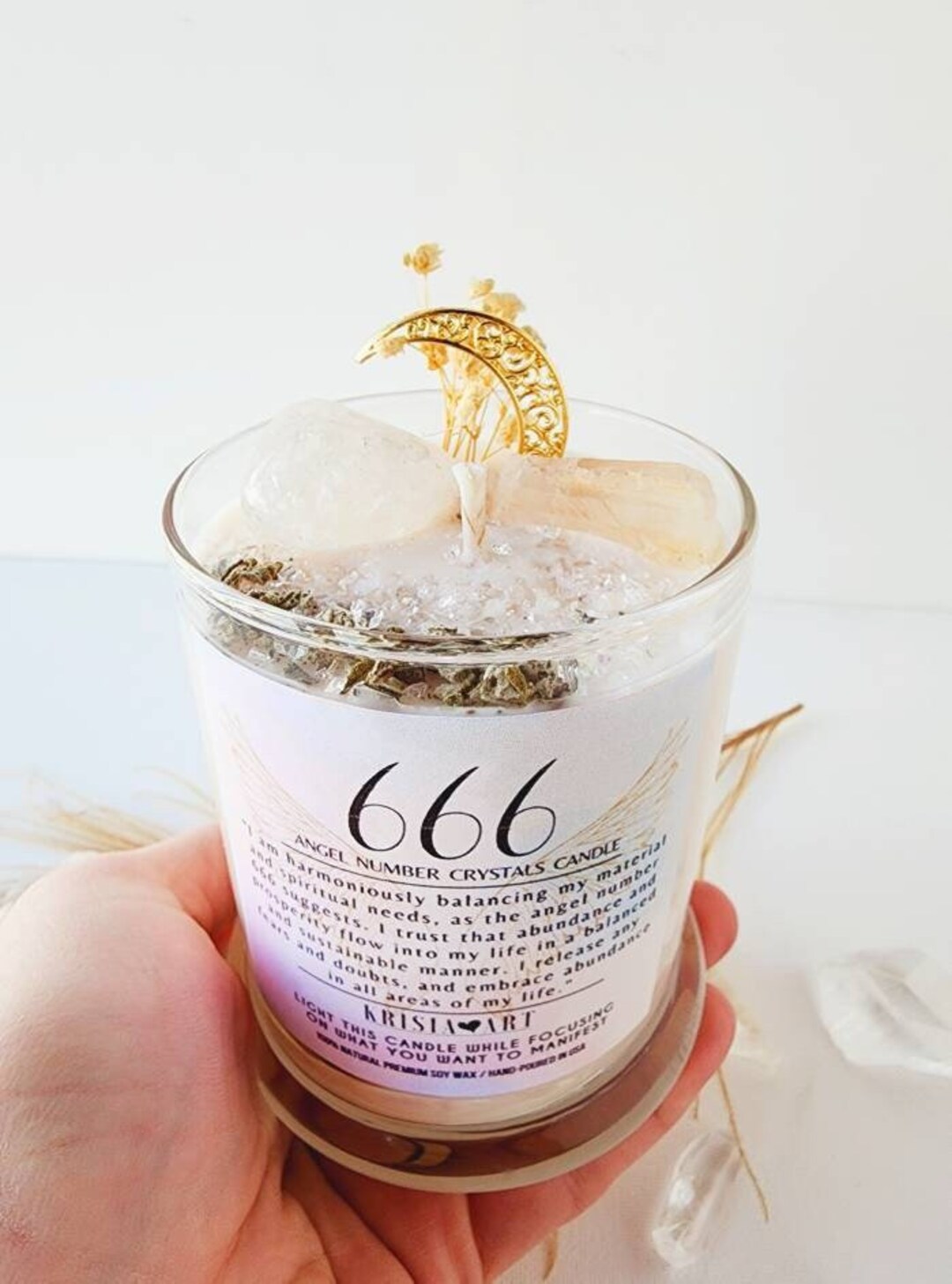 666 ANGEL Number Candle Crystals Candle for Manifestation Spiritual ...