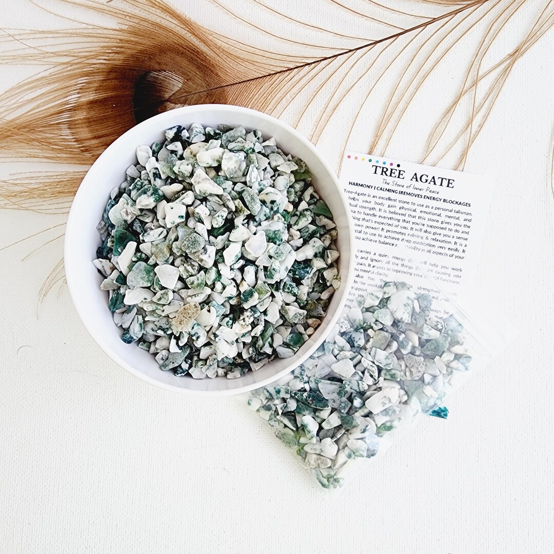 TREE AGATE Crystal Chips Tumbled No Hole Polished Stones for DIY Supply ...