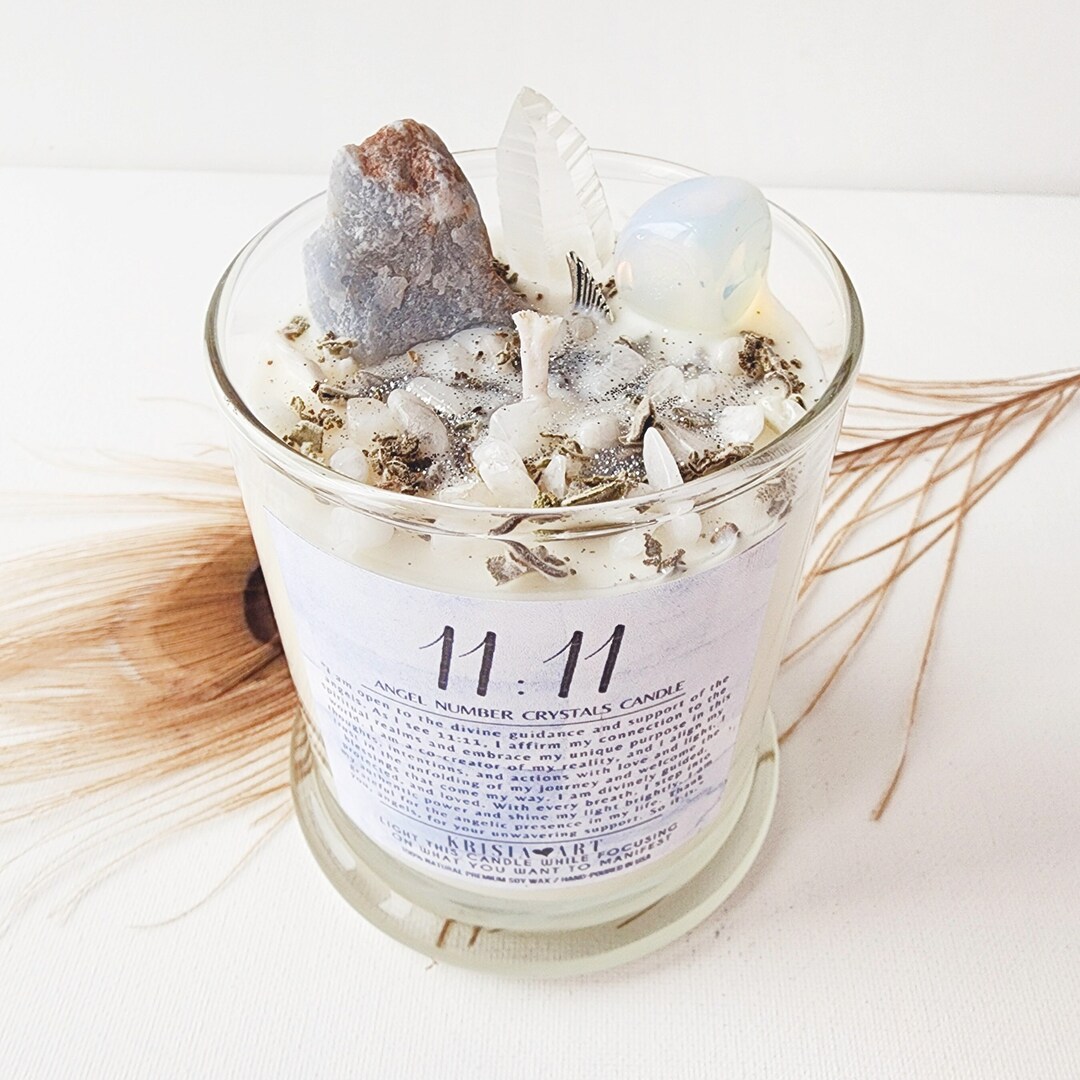 11:11 ANGEL Number Candle With Crystals Candle for Manifestation ...