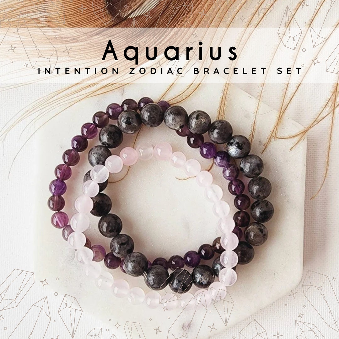 AQUARIUS Zodiac Bracelet Set, Astrology Bracelets Horoscope Zodiac Sign ...