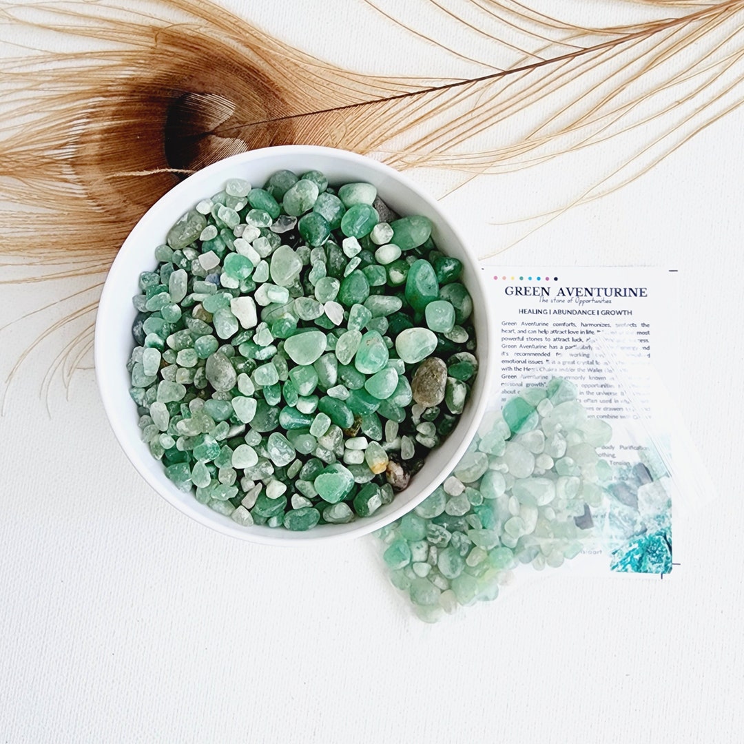 GREEN AVENTURINE Crystal Chips Tumbled No Hole Polished Stones for DIY ...