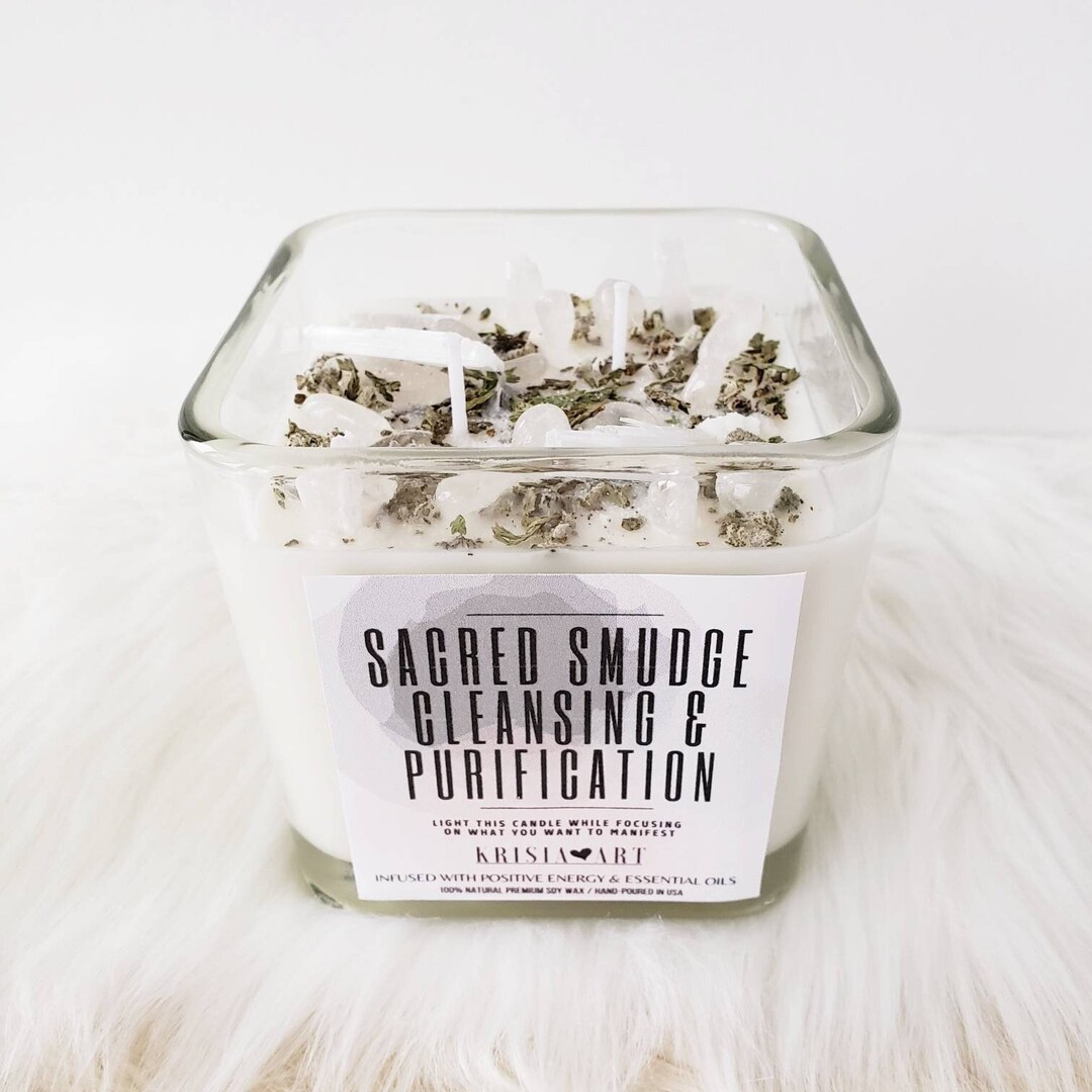 SACRED SMUDGE Candle for Purification & Cleansing. Candle for Negative ...