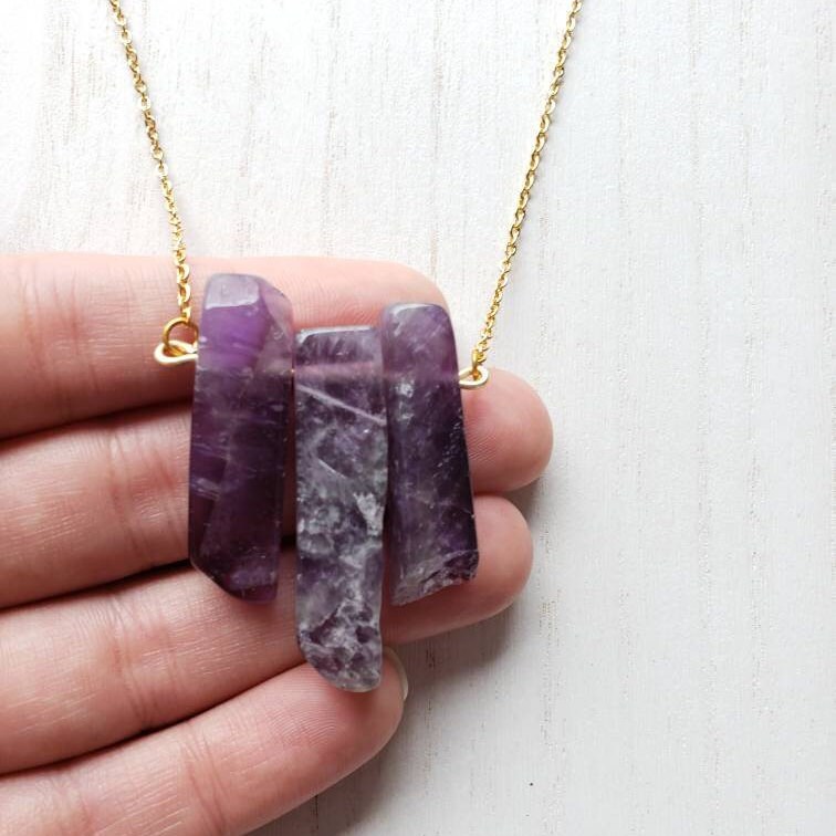 Raw Amethyst Necklace Raw Crystal Necklace Amethyst | Etsy
