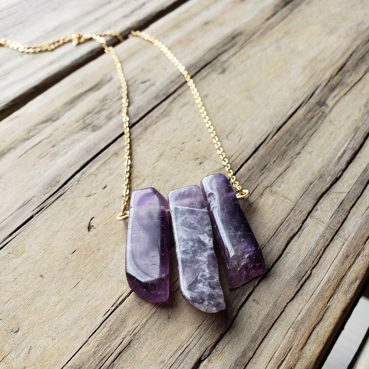 Raw Amethyst Necklace, Raw Crystal Necklace, Amethyst Necklaces for ...