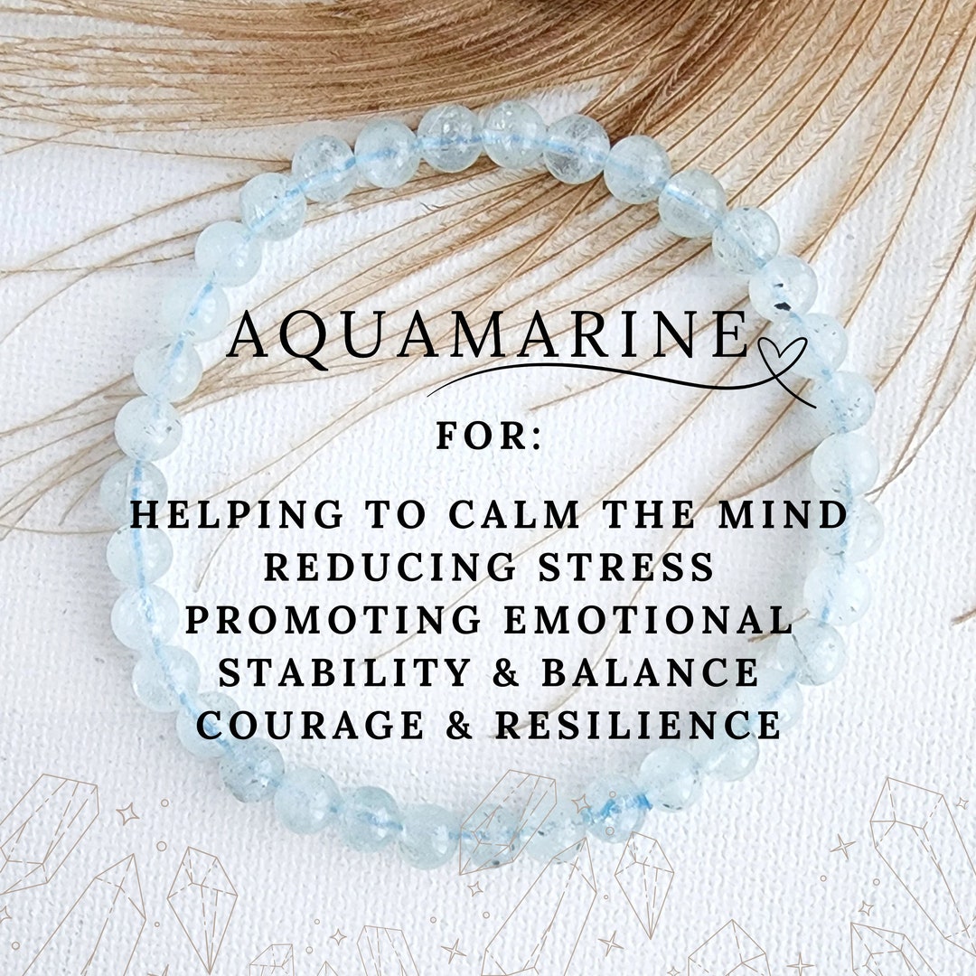 5mm AQUAMARINE Bracelet for Calming the Mind, Stress Relief Bracelets ...