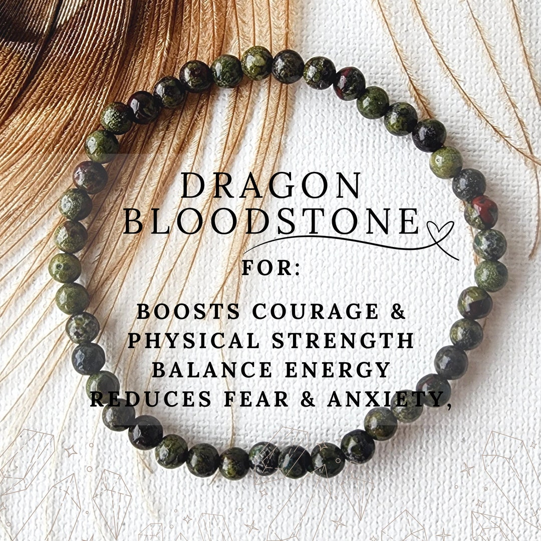 4mm DRAGON BLOODSTONE Bracelet for Courage Strength Bracelets Unisex ...