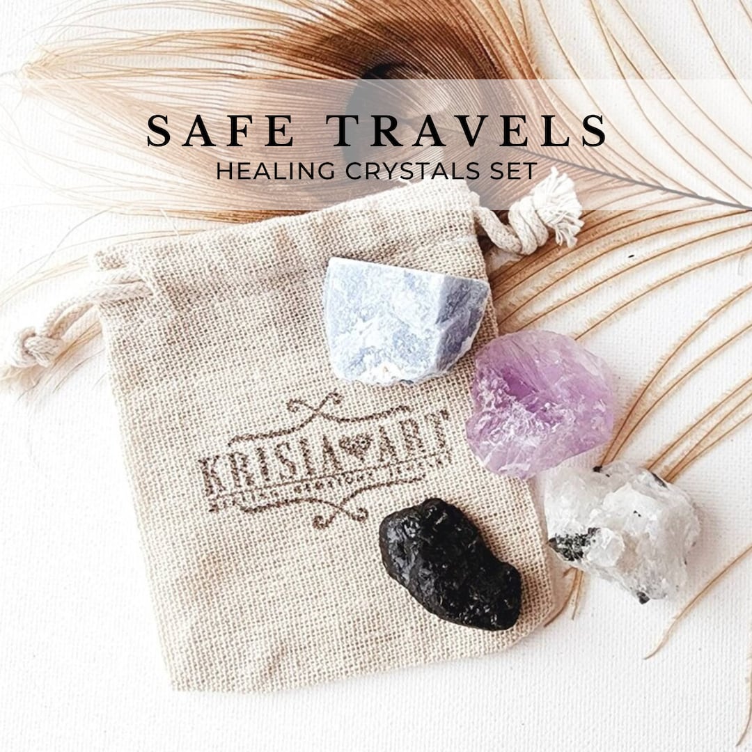 SAFE TRAVELS Crystal Set for Protection, Peace, Safety, Calming Anxiety ...