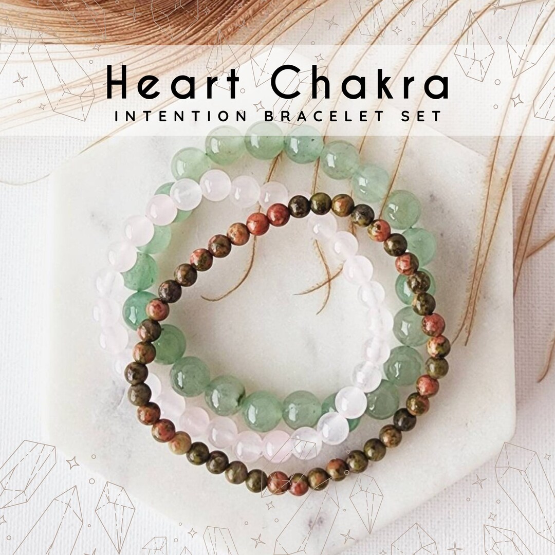 HEART CHAKRA Bracelet Set for Chakra Balancing, Alignment, Aura Healing ...