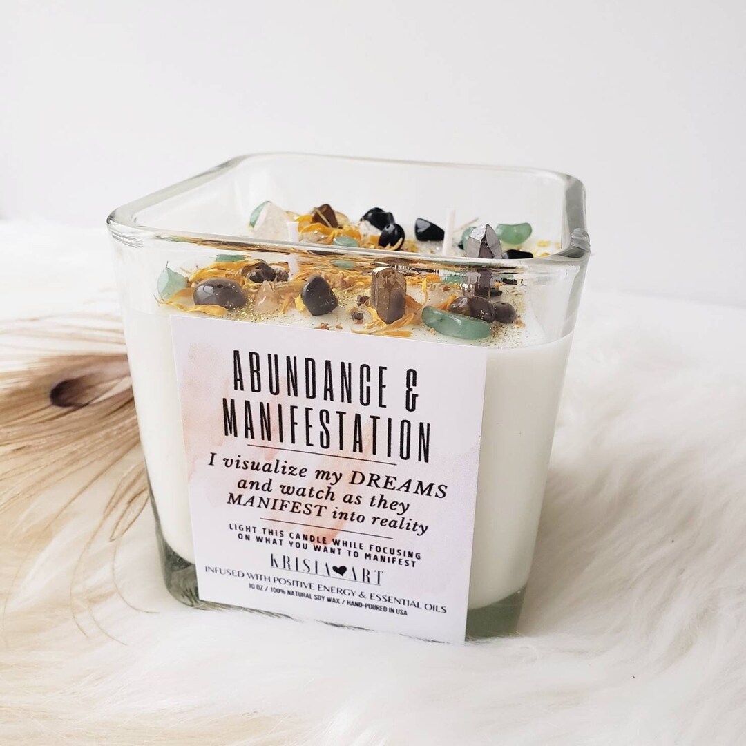 ABUNDANCE Intention Candle for Attraction and Manifestation. Tin Candle ...