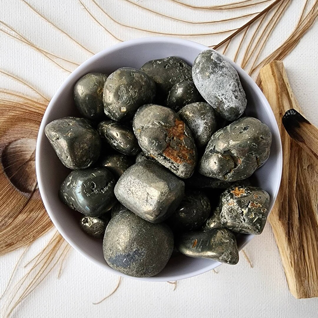 Gold PYRITE Tumbled Crystal, Pebble Gemstone Reiki Healing Solar Plexus ...