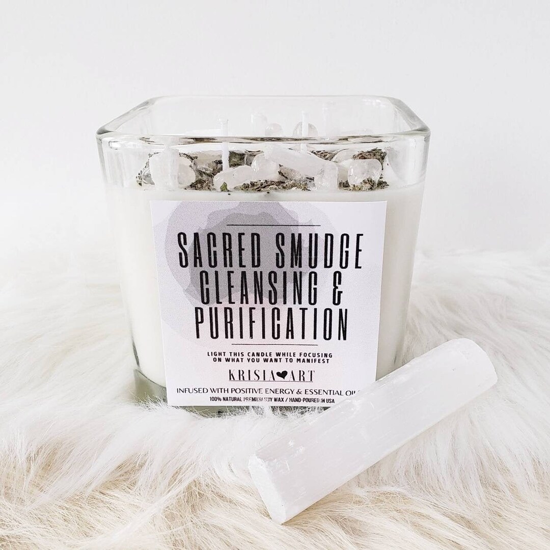 SACRED SMUDGE Candle for Purification & Cleansing. Candle for Negative ...