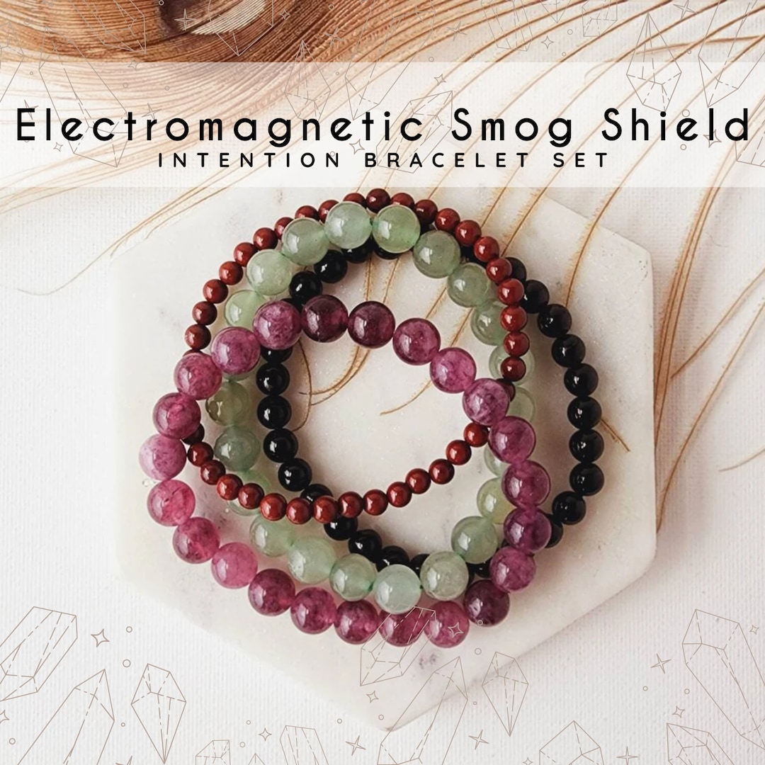 ELECTROMAGNETIC SMOG Bracelet Set EMF Shield Bracelets Crystal Energy ...