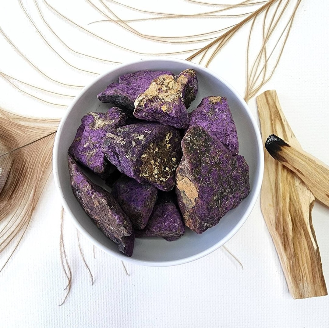 Raw PURPURITE Rough Crystal, Purple Purpurite Stone Chunks. Semi ...