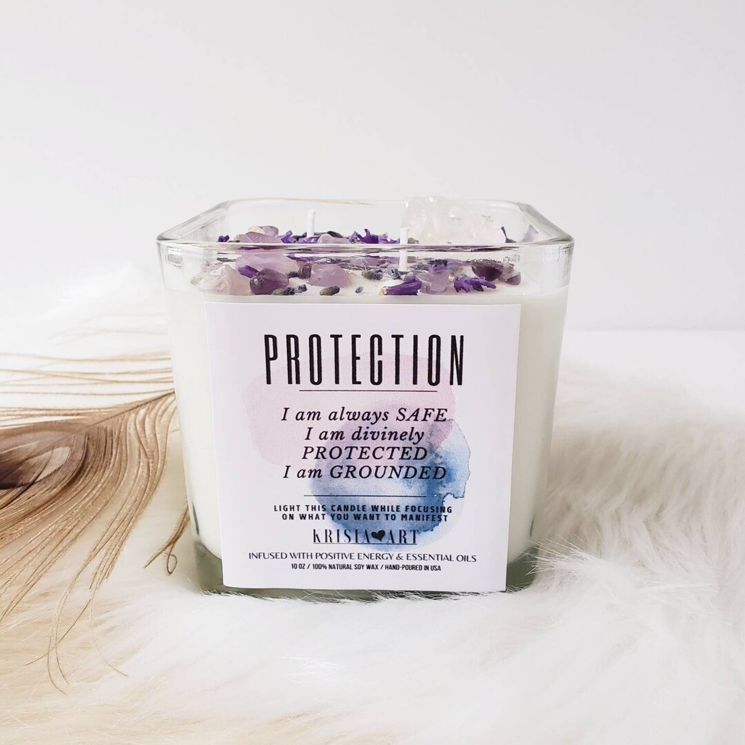 PROTECTION Candle for Negative Energy Removal. Essential Oil Scented ...