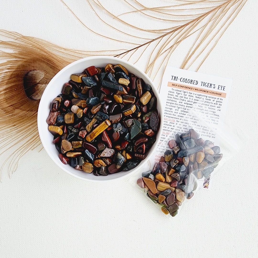 Tri-colored TIGER'S EYE Crystal Chips Tumbled No Hole Polished Stones ...
