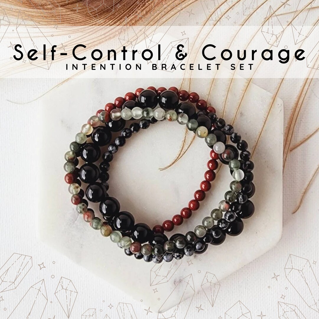 SELF CONTROL & COURAGE Bracelet Set for Achieving Goals, Focus and ...