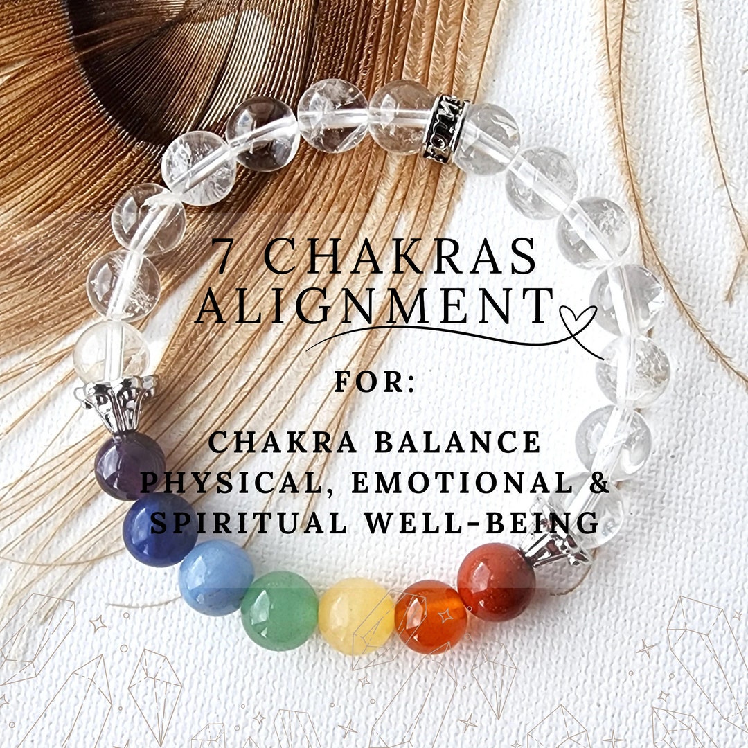 8mm 7 CHAKRAS ALIGNMENT Healing Crystals Energy Bracelet for Balance ...