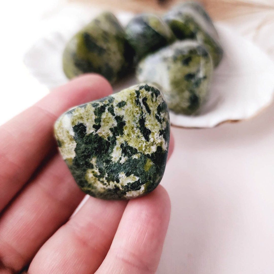 NEPHRITE Tumbled Crystal, Tumble Dark Green Nephrite Jade Gemstone ...