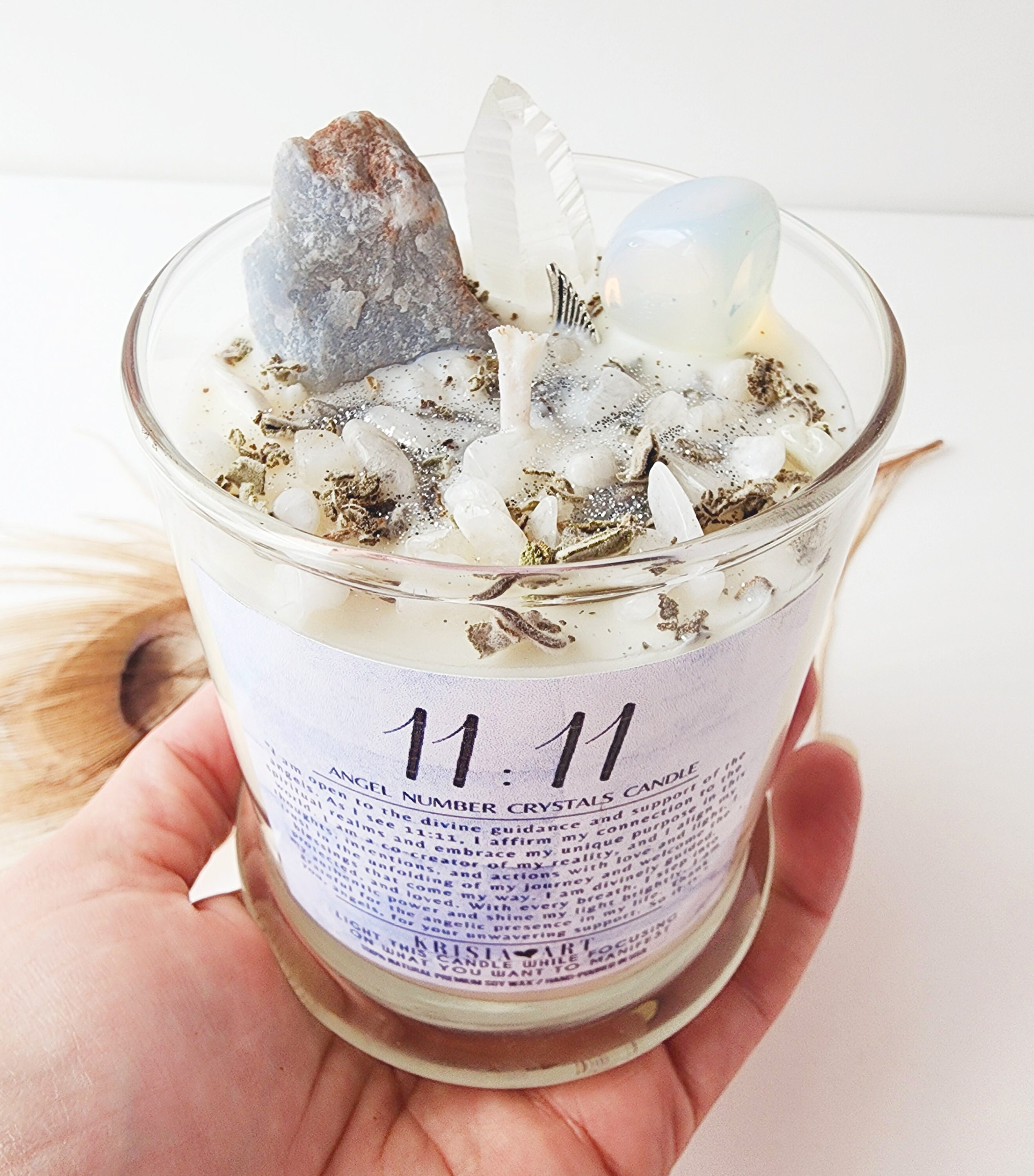 11:11 ANGEL Number Candle With Crystals Candle for Manifestation ...