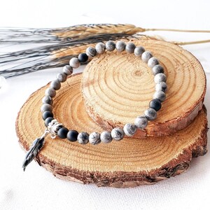 Grey Matte Bracelet for Men Beaded Bracelets Mens Bracelets Boho ...