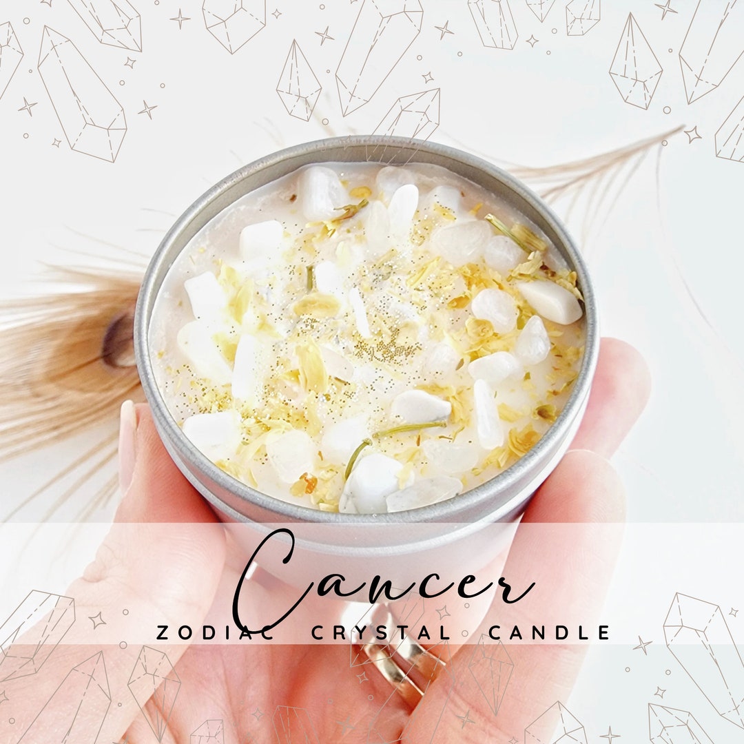 CANCER Candle for Cancer Gift Zodiac Candle With Dried Flower Candle ...