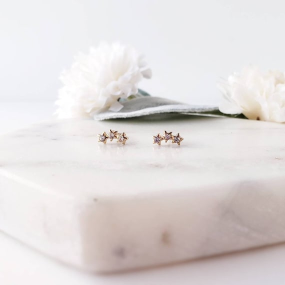 Gold Celestial Earrings for Women Star Studs Gold Falling Star Earrings for Multiple Piercing Dainty Space Earrings Stud Earring Set of 3 Etsy