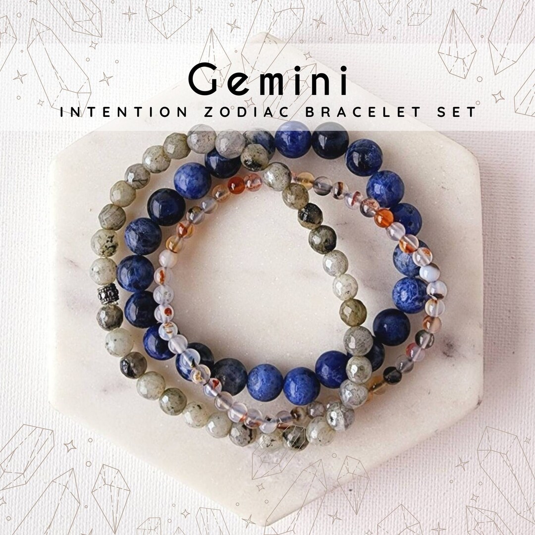 GEMINI Bracelet Set Astrology Bracelets Horoscope Zodiac Sign Intention Bracelet Stack Healing ...