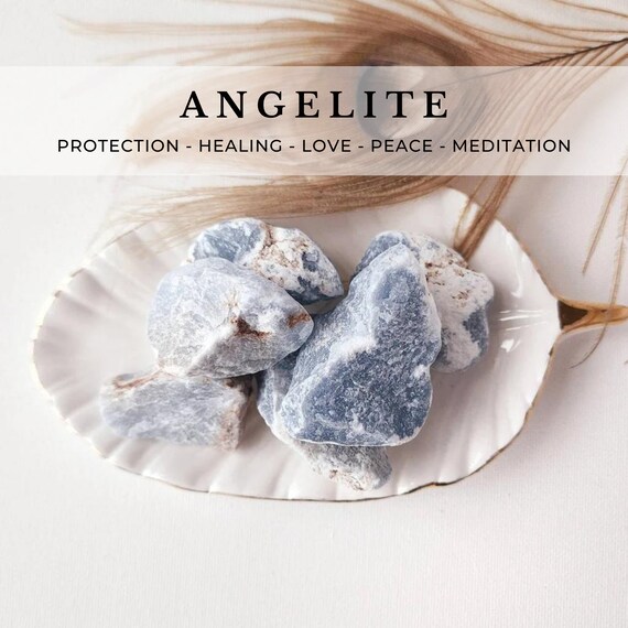 ANGELITE Raw Crystal Blue Angel Stone Gemstone for Reiki - Etsy