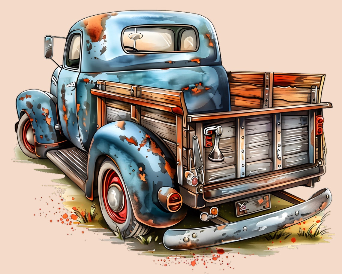 Old Pickup Truck Clipart Vintage Truck PNG Overlay Pumpkins Clip Art ...