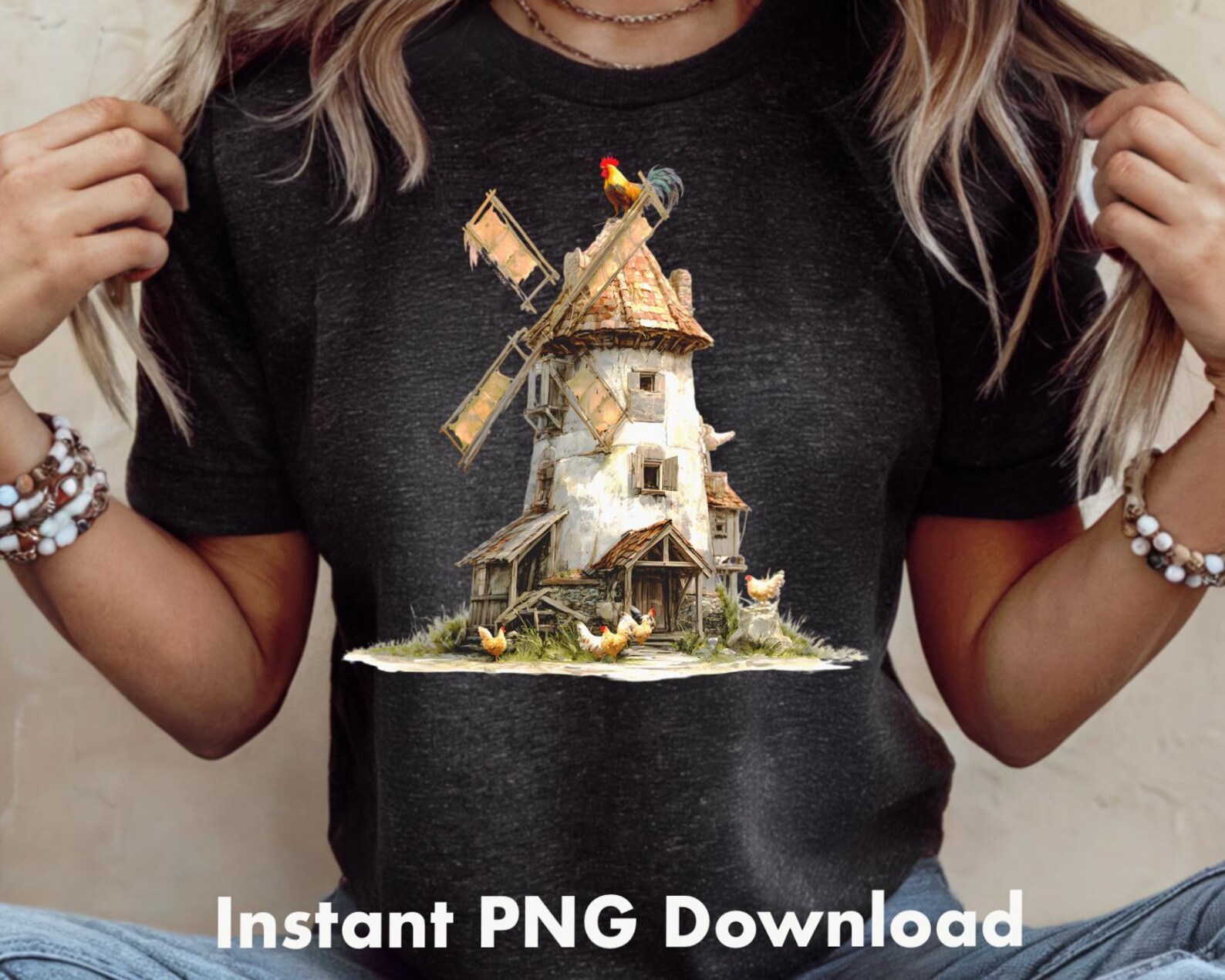 Country Farm Windmill Scene PNG SVG: Sublimation Design, DTF Transfer ...