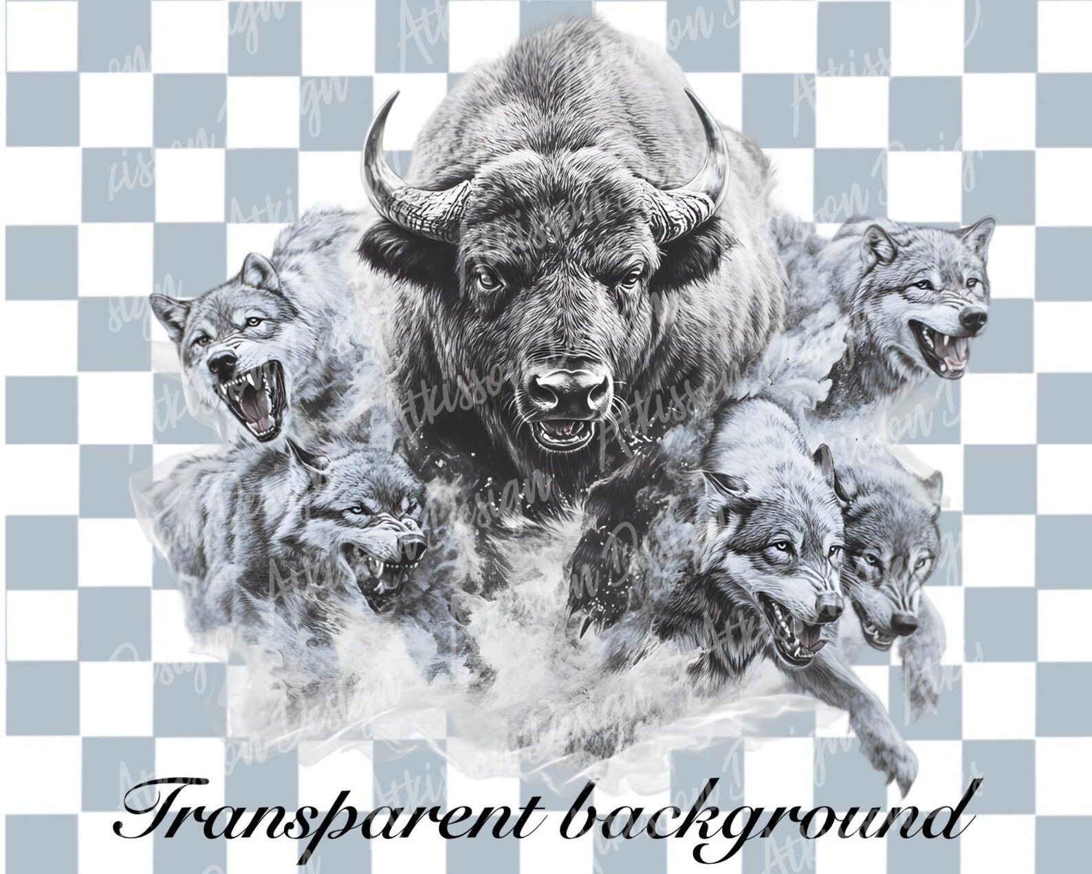 Realistic Buffalo Animal Drawing PNG Illustrated Artwork Wolves ...