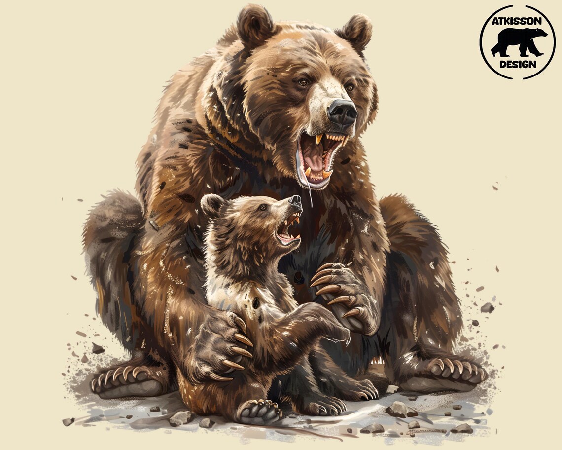PNG Mother Bear and Cubs Clipart Baby Bears High Resolution 300 Dpi ...