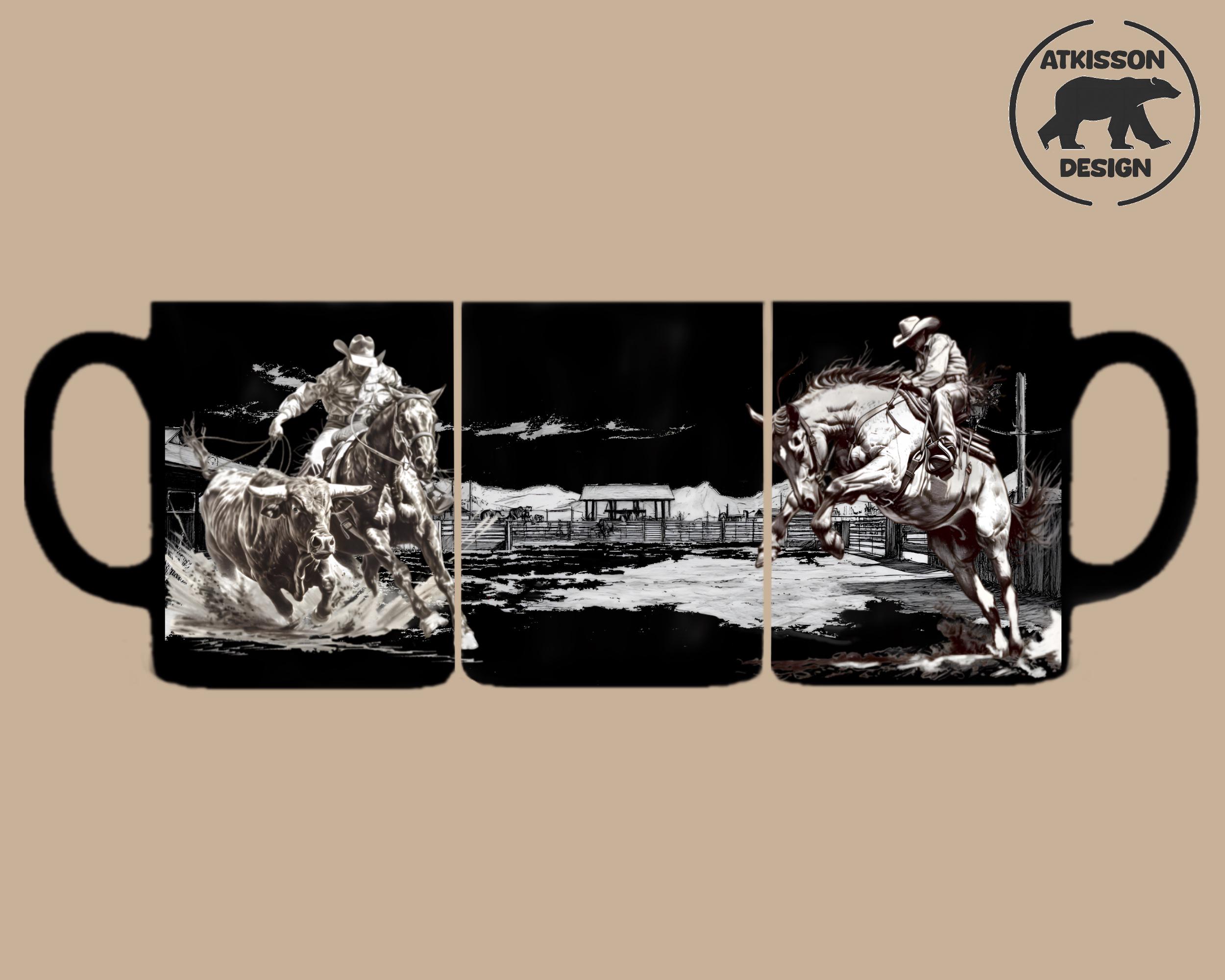 Rodeo Mug Wrap 11oz Cowboy Mug Design 15oz Quarter Horse PNG Wrap ...