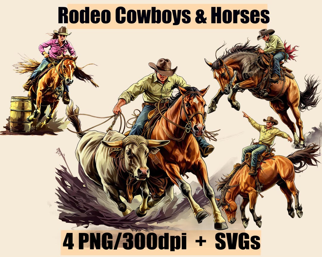 Rodeo Clipart Cowboy Clip Art Barrel Racing PNG Bucking Horse Image ...