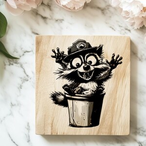 Raccoon SVG & PNG Trash Bandit Clipart Black and White Vector Image ...